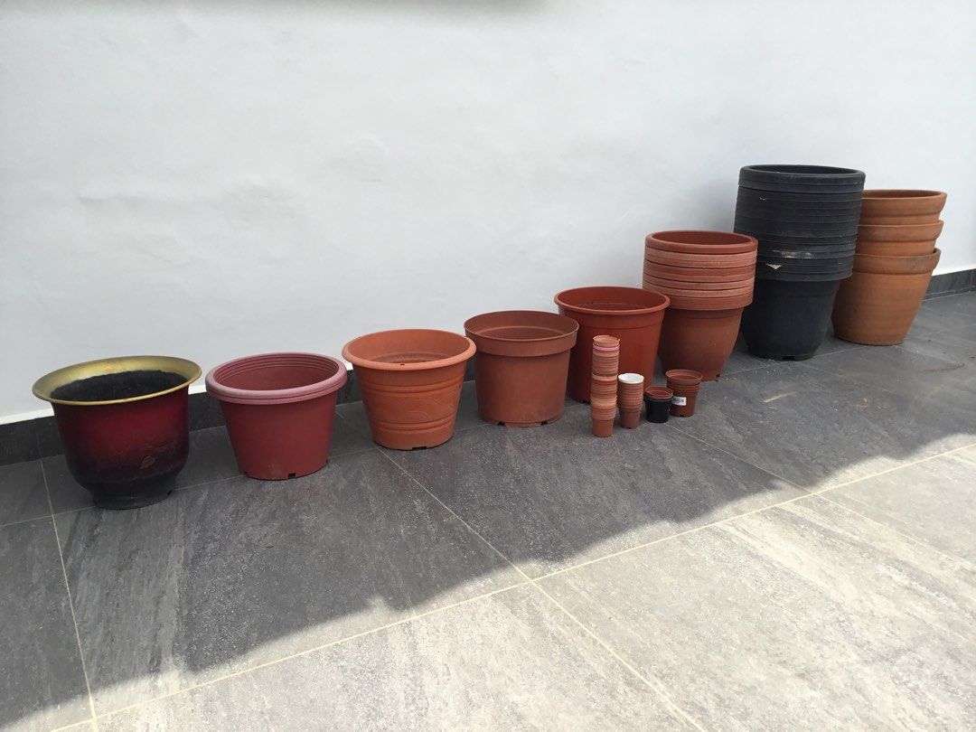 Flower Pot Various Sizes Plastic Plant Pots Green Potted Plants Desktop ...