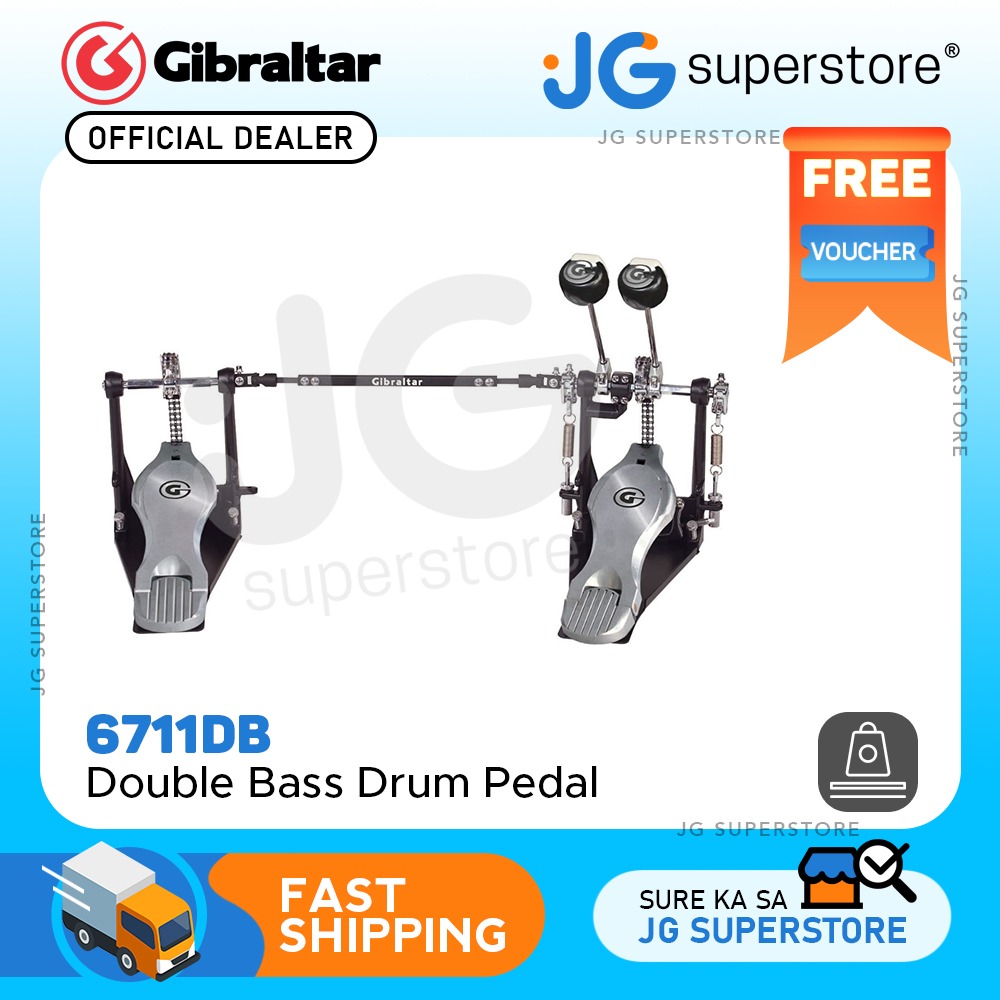 Gibraltar 6711DB Double Bass Drum Pedal with Dual Surface Balanced ...