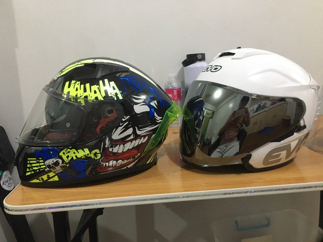 Gillie Full Face | Half Face Evo | Free HNJ Helmet. on Carousell
