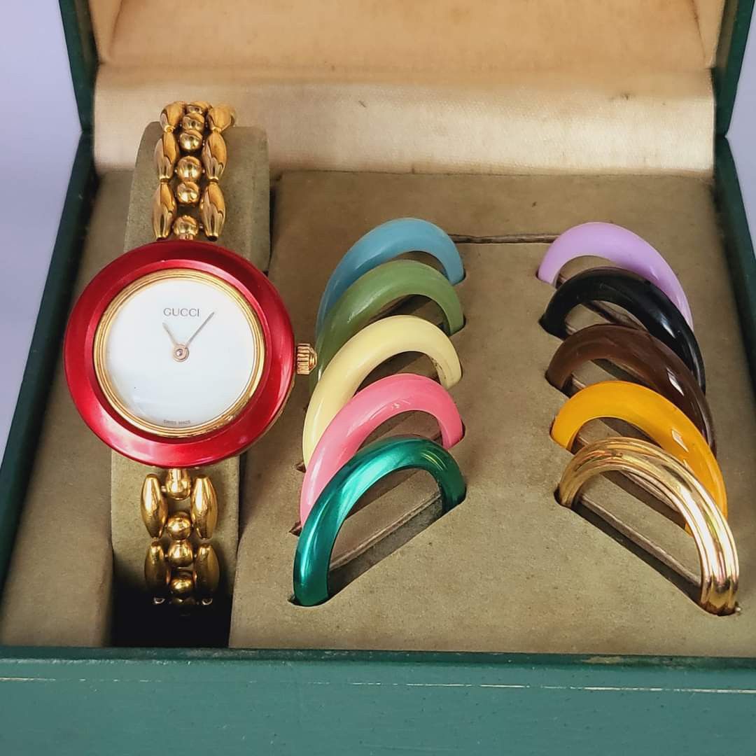Gucci ricelink changeable bezel watch for ladies on Carousell
