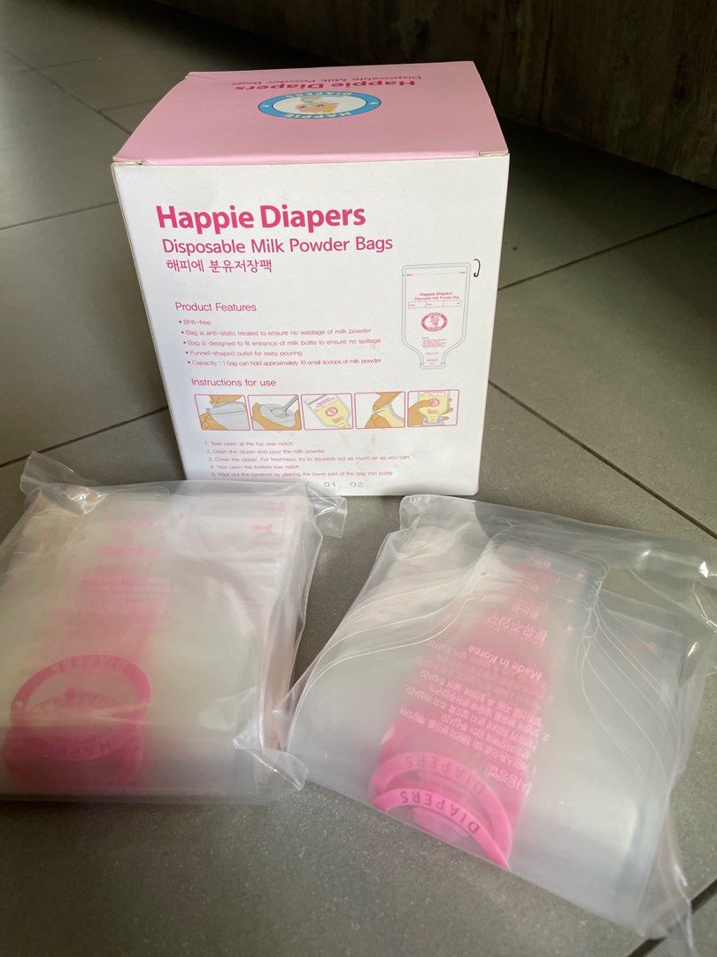 Happie Diapers Disposable Milk Powder storage Bags (120 bags), Babies ...