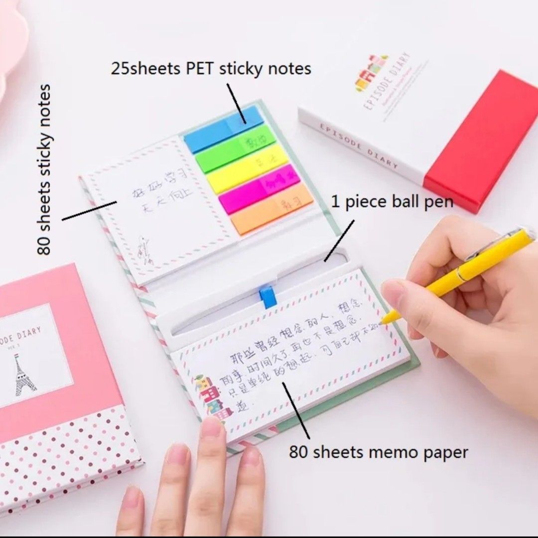 Hard Cover Note Pad Sticker Book, Hobbies & Toys, Stationery & Craft ...