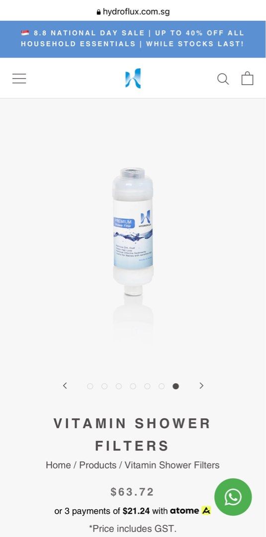 Hydroflux Premium Shower Filter, Babies & Kids, Bathing & Changing ...