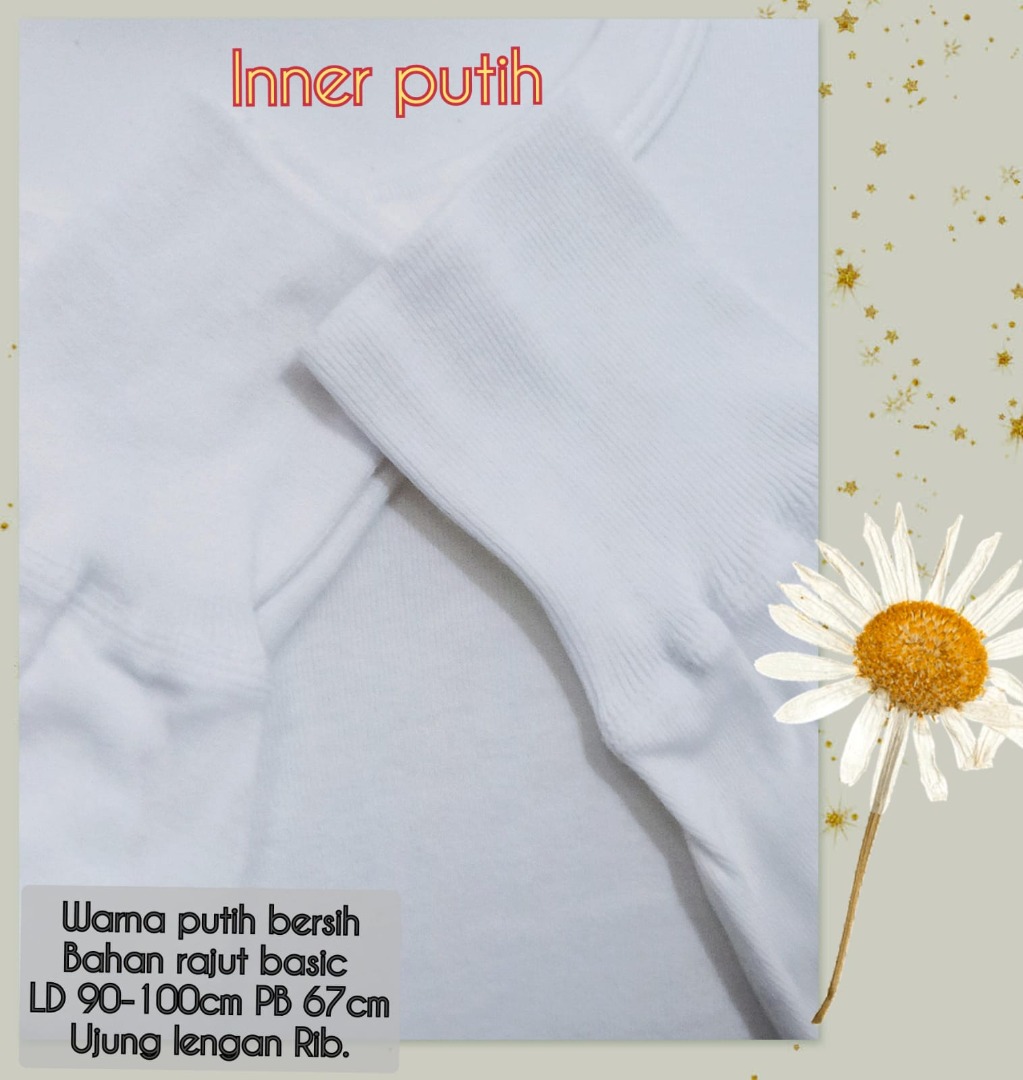 INNER BASIC PUTIH LENGAN PANJANG RIB, Fesyen Wanita, Muslim Fashion ...