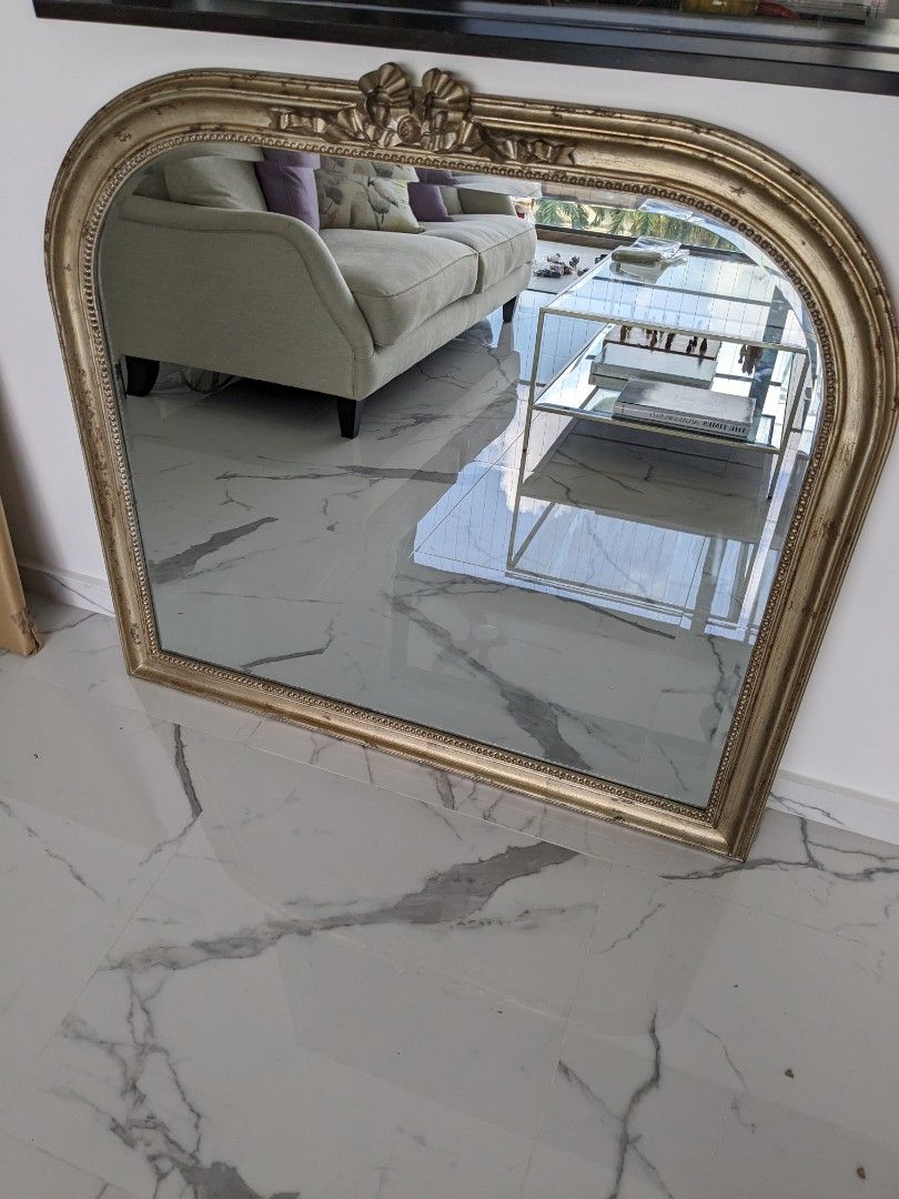 Large vintage mirror with curved top, Furniture & Home Living, Home ...