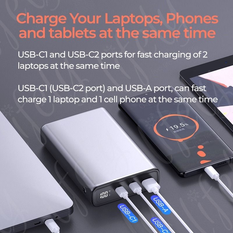 Lifely Power Bank - 130W Laptop Powerbank 20000mAh, Powerbank Notebook ...