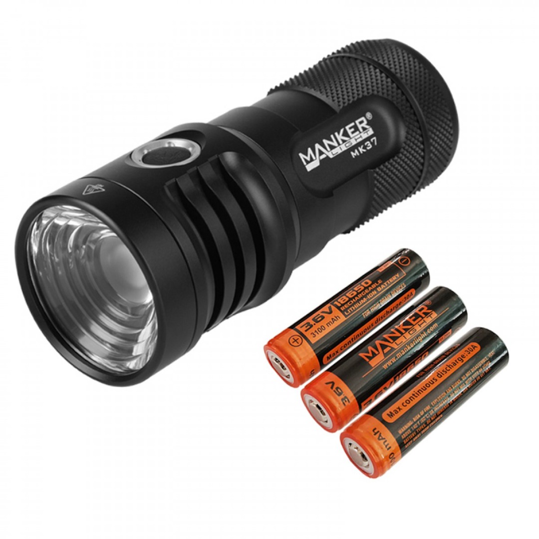 Manker MK37 LUMINUS SBT-90 GEN2 CW LED 5800L Rechargeable Flashlight - Black, Sports Equipment ...