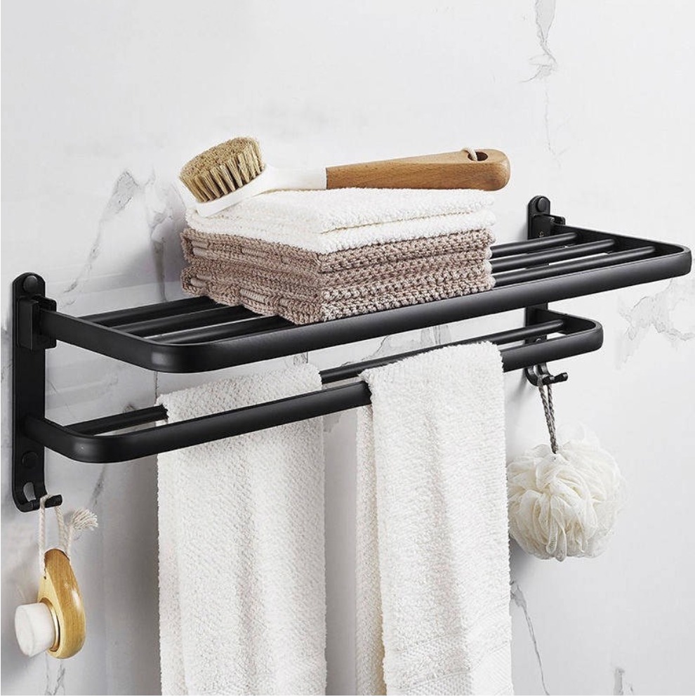 Black Aluminium Towel Rack (60cm), Furniture & Home Living, Bathroom ...