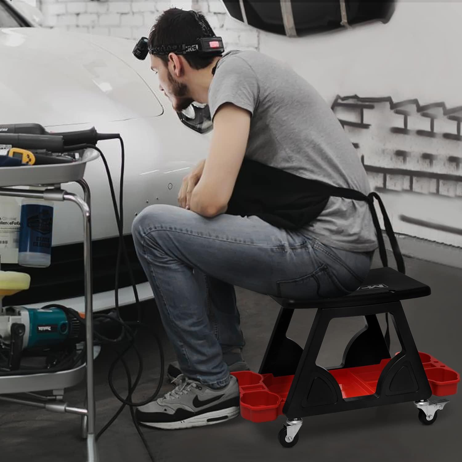 M-AUTO Mechanic Stool Detailing Seat Mobile Rolling Utility Creeper ...