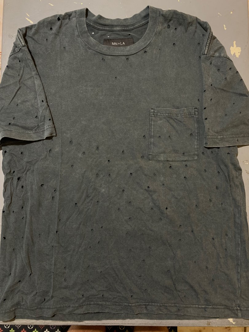 MNLA Slate Grey Vintage Tattered Pocket Box Tee on Carousell
