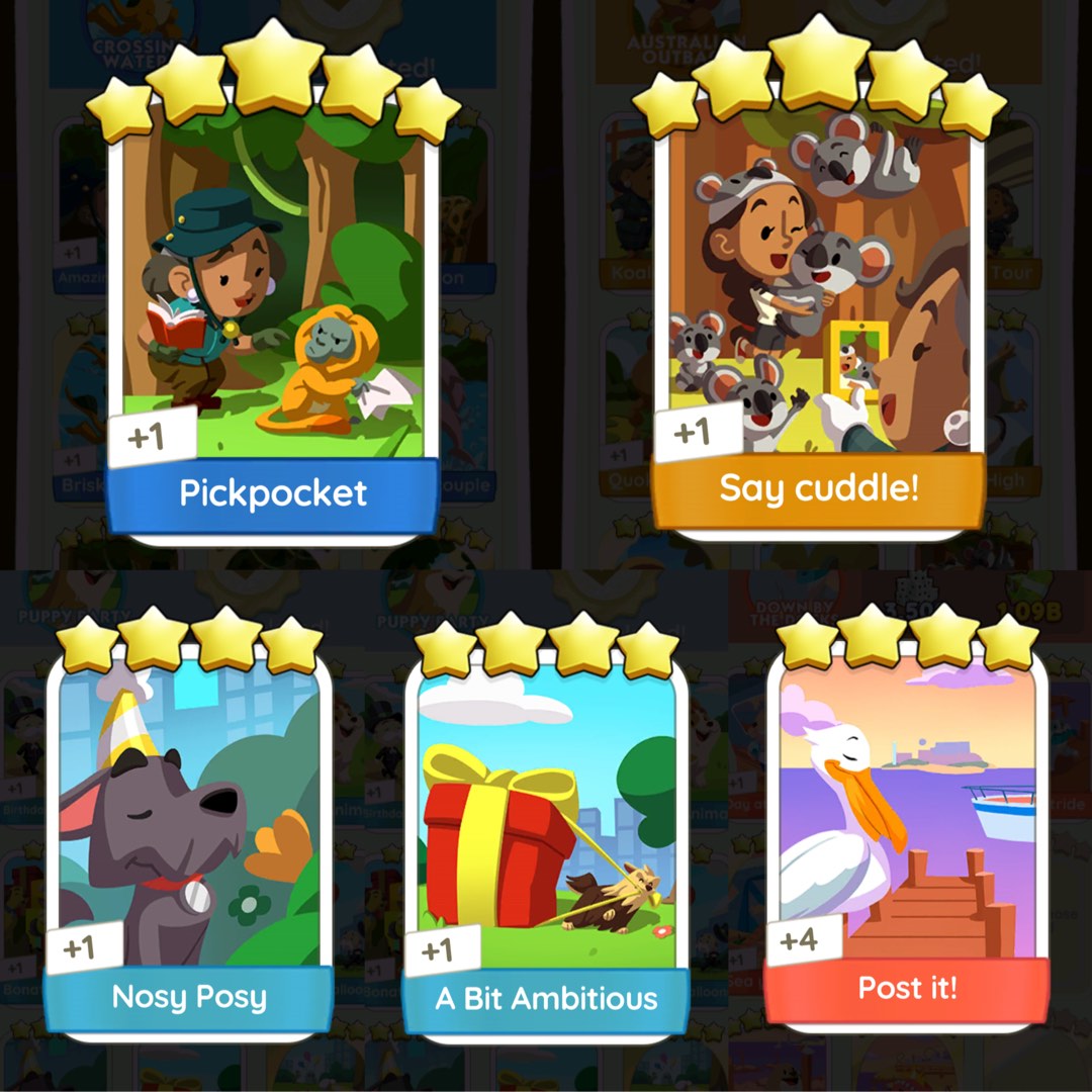 MONOPOLY GO STICKERS (CHEAPEST EVER!!!) (PICKPOCKET, SAY CUDDLE, NOSY ...