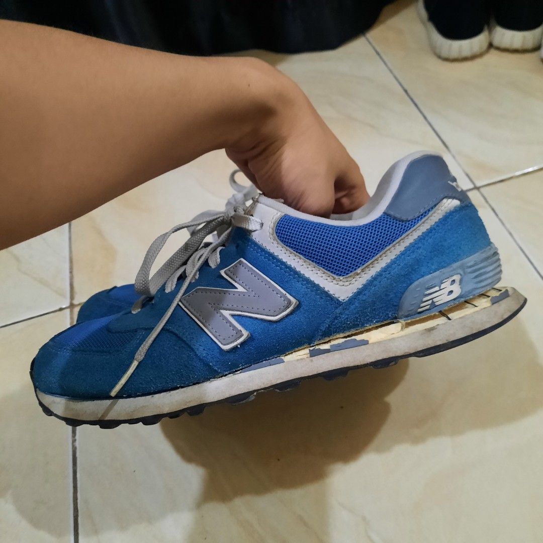 New Balance 574 blue biru sepatu pria on Carousell
