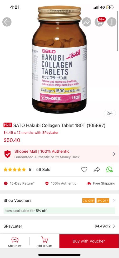 (NEW) SATO HAKUBI COLLAGEN TABLETS, Health & Nutrition, Health ...