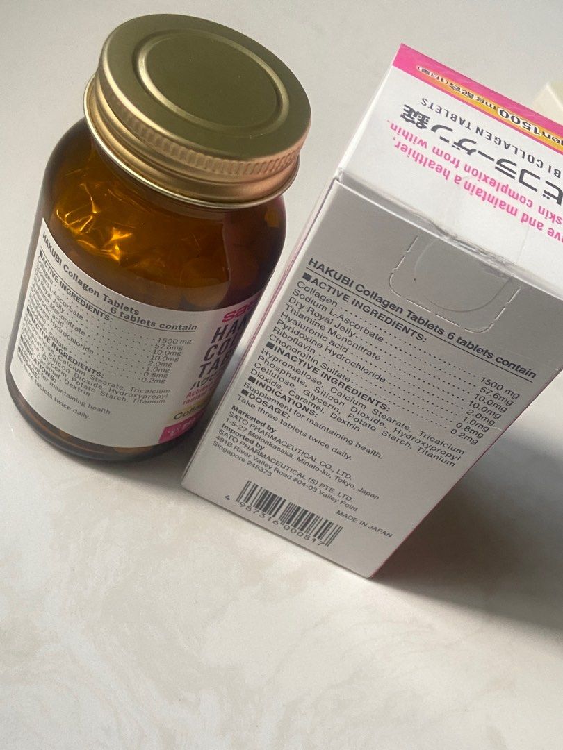 (NEW) SATO HAKUBI COLLAGEN TABLETS, Health & Nutrition, Health ...