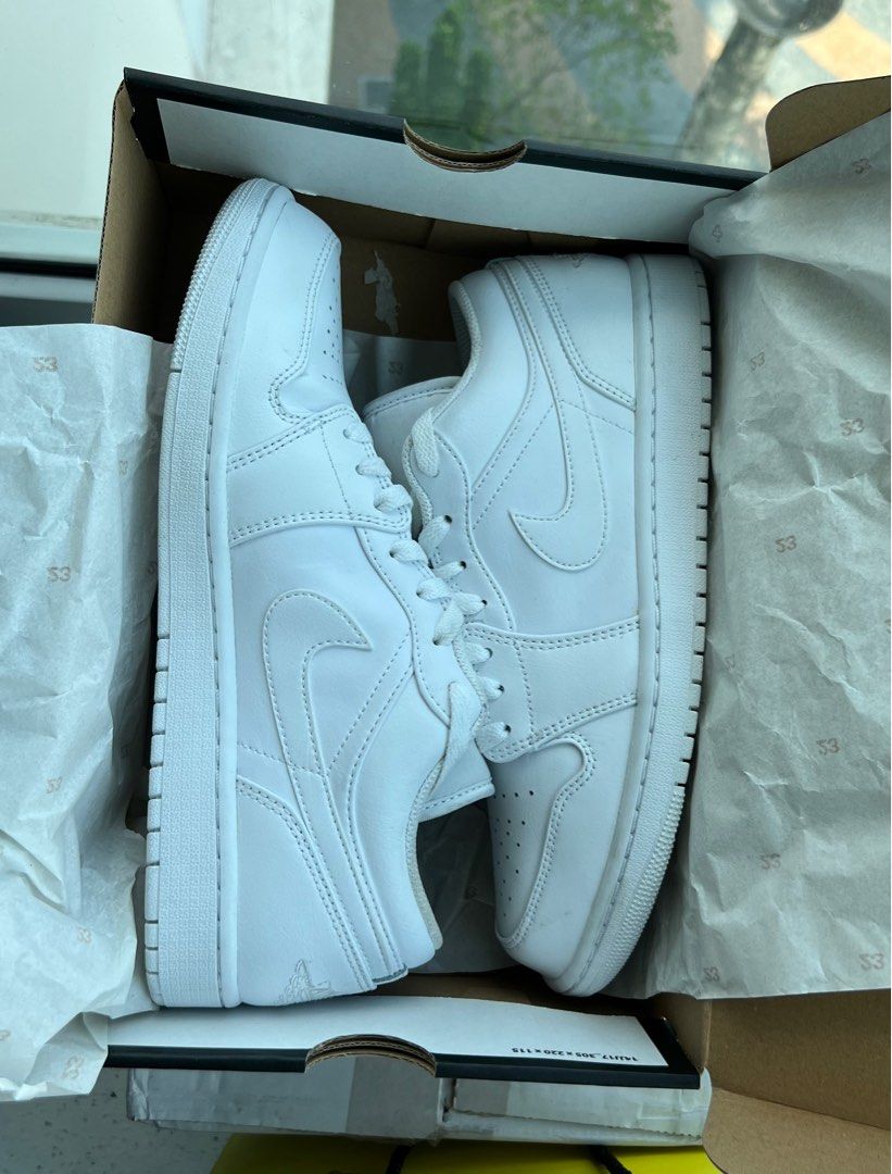 NIKE AIR JORDAN 1 LOW TRIPPLE WHITE, Men's Fashion, Footwear, Sneakers ...