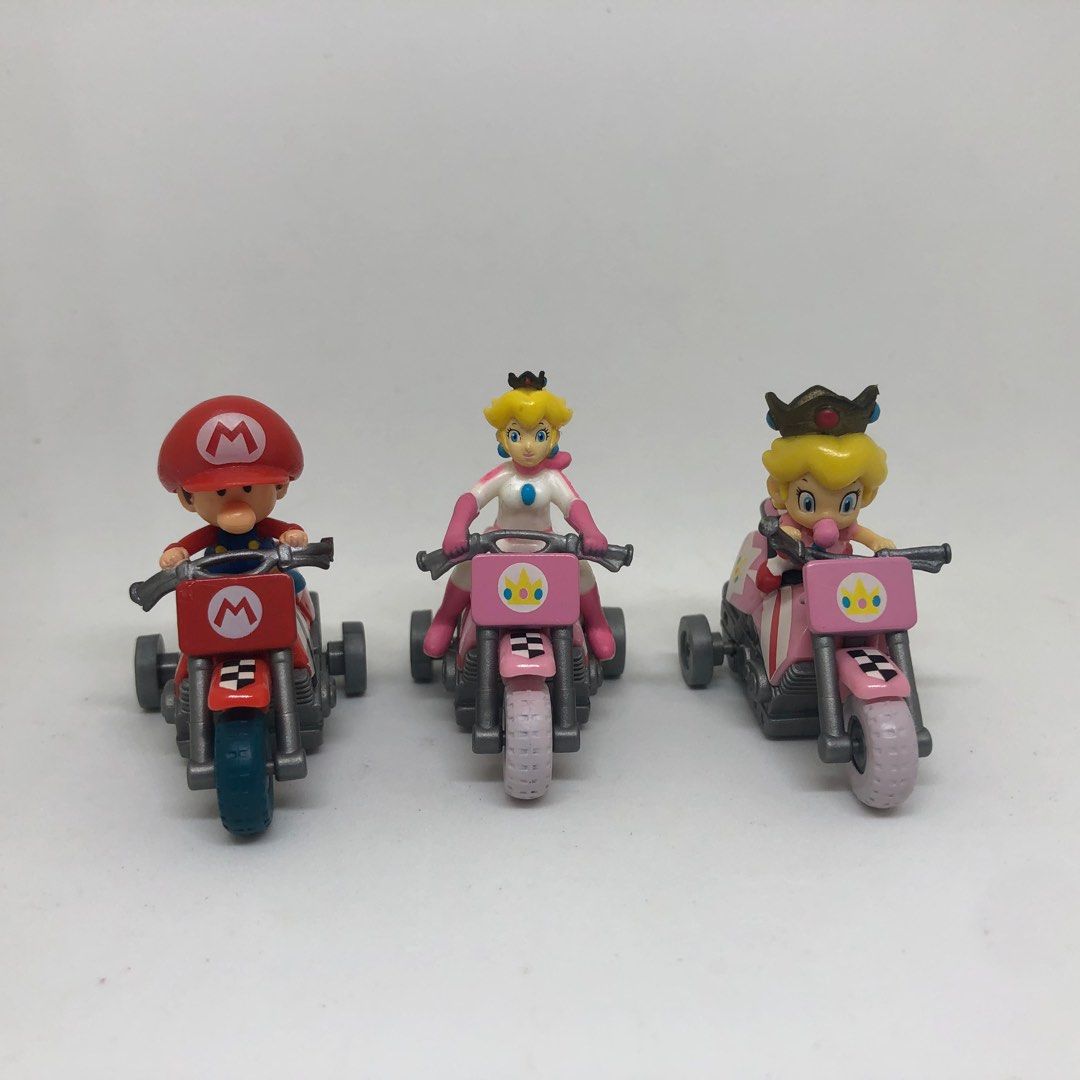 Nintendo Super Mario Baby Mario Princess Peach Bike Kart Figure Set ...