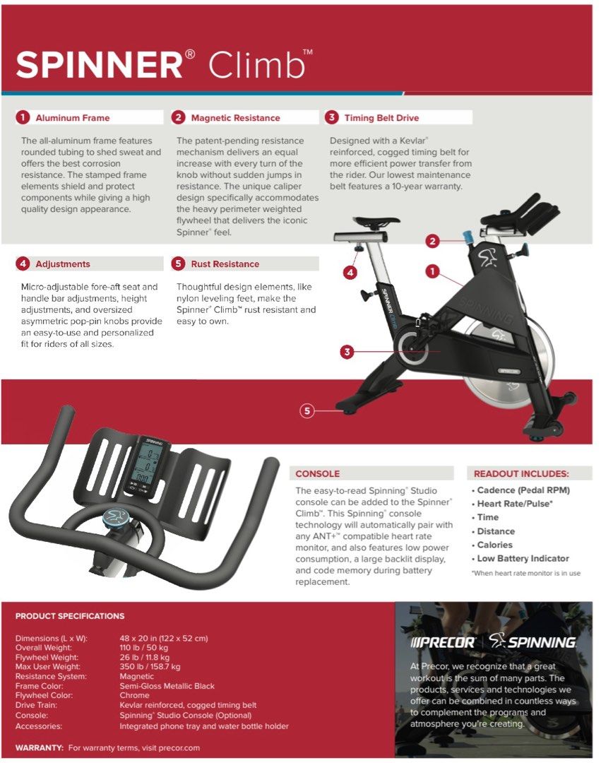 [CAN NEGO] Precor Brand - Spinner Climb Bike, Sports Equipment ...