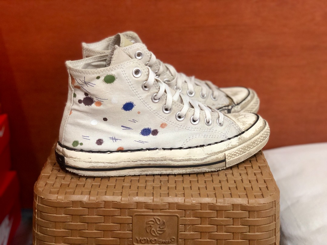 Sepatu Converse Chuck Taylor All Star Hi Beige "Paint Splash" Original ...
