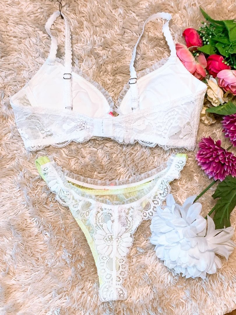 Sexy! VIVICA Made in Japan Lingerie Set Sheer Lace Lime Green Panty & Bra D70 to D75, Thong S on ...