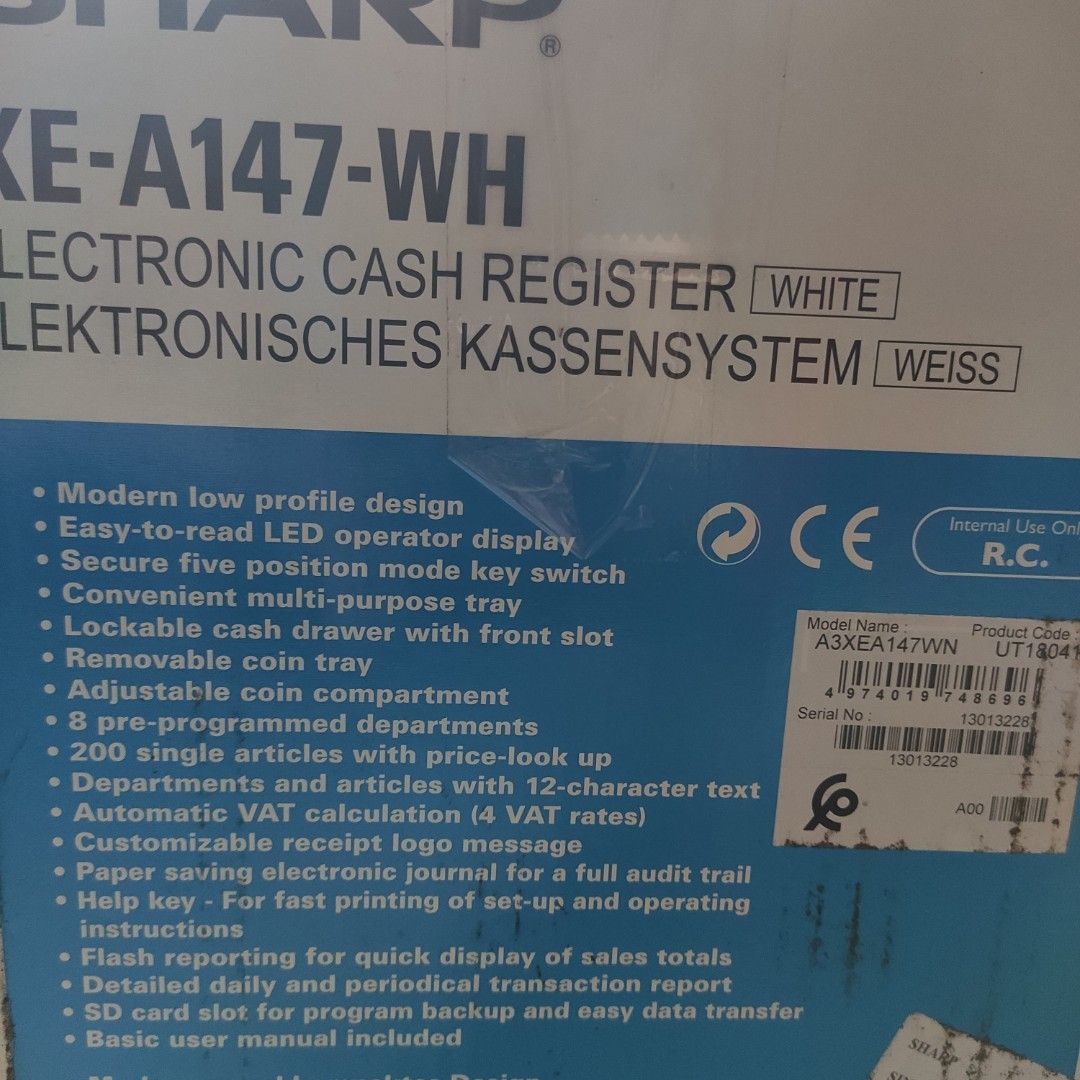 Sharp XE-A147-WH Electronics Cash Register, Computers & Tech, Office ...
