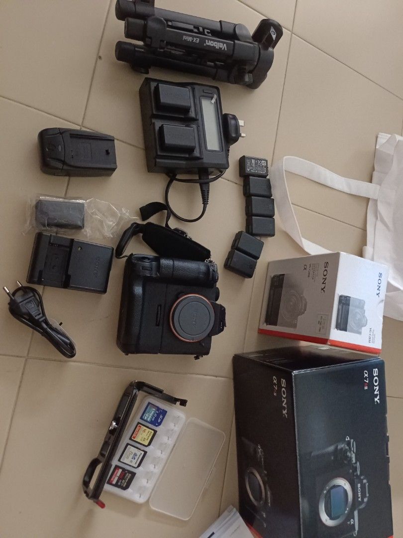 Sony a7rii with grip vg-c2em and misc, Photography, Cameras on Carousell