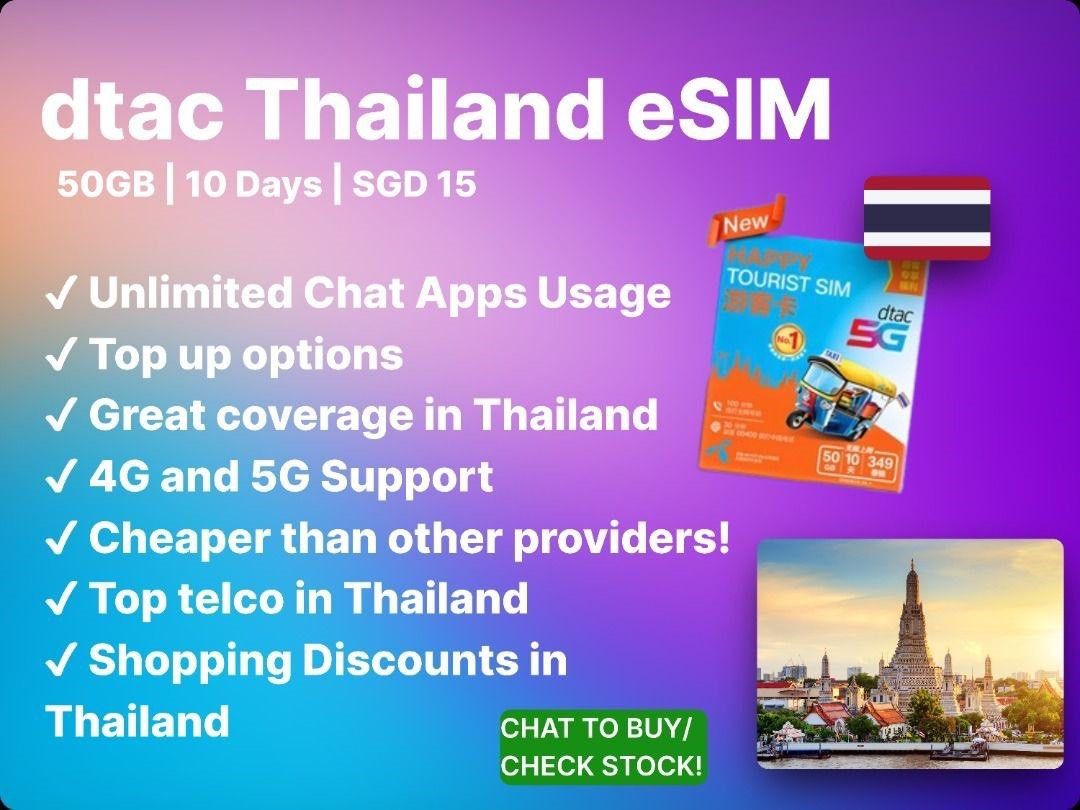 Thailand eSIM 50GB,10Days dtac happy tourist eSIM, Mobile Phones & Gadgets, Mobile & Gadget ...