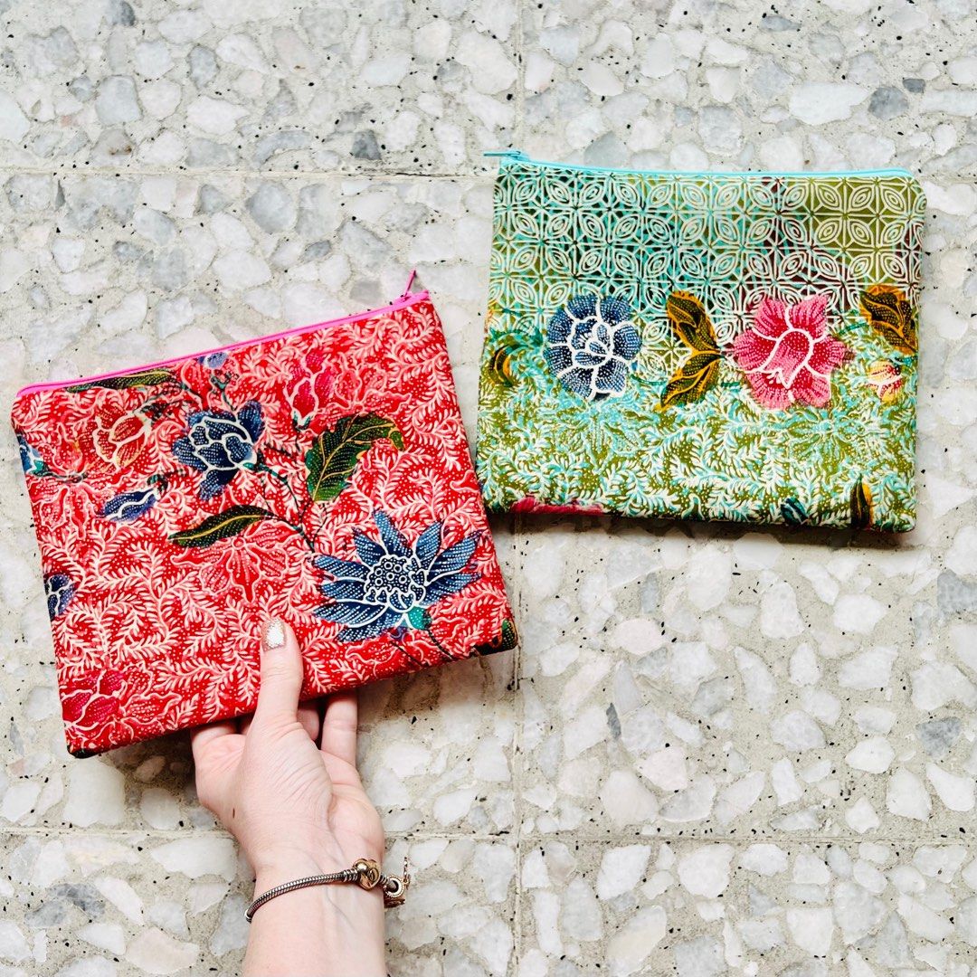 The Everyday Batik Pouch Handmade in Singapore, Women's Fashion, Bags ...