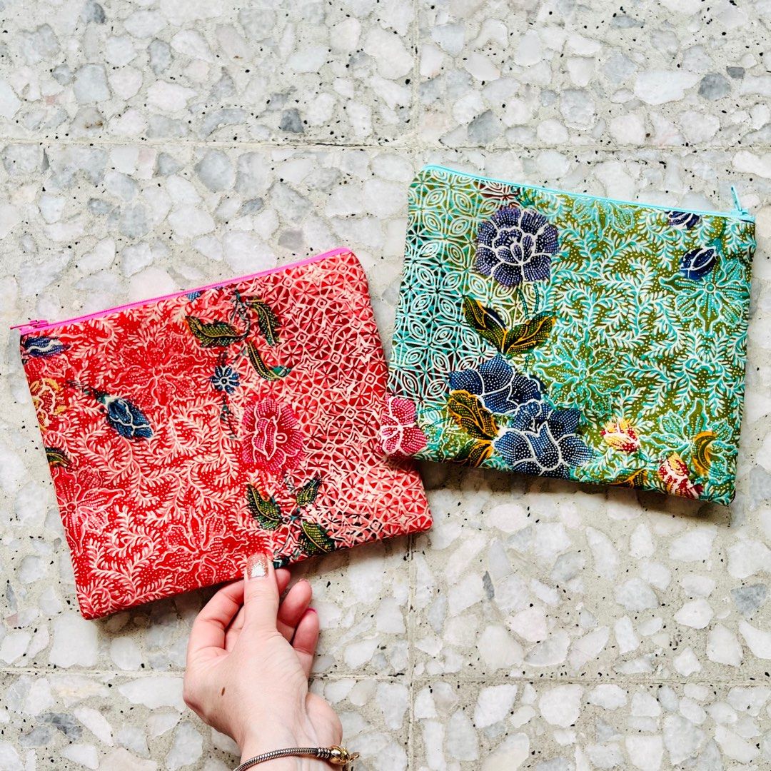 The Everyday Batik Pouch Handmade in Singapore, Women's Fashion, Bags ...