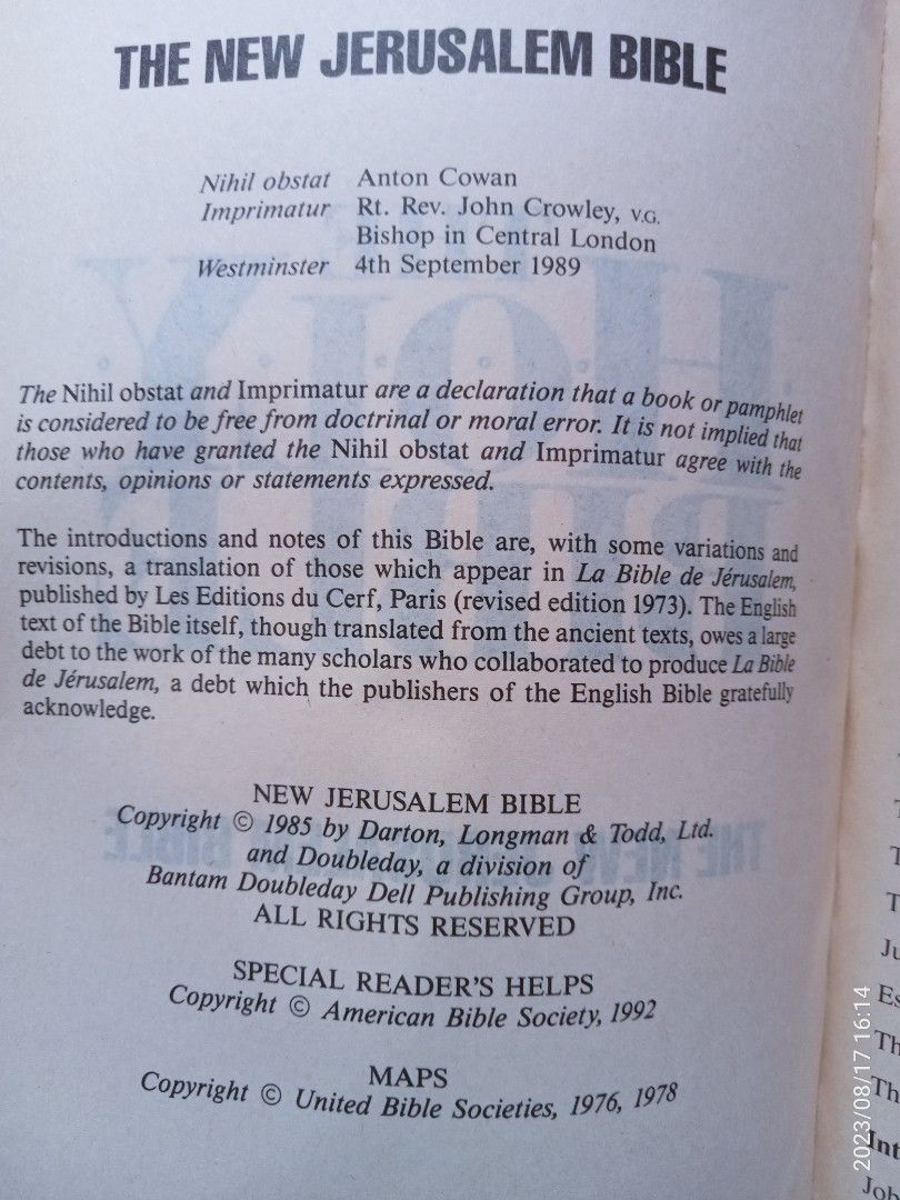 The New Jerusalem Bible, Hobbies & Toys, Books & Magazines, Religion ...