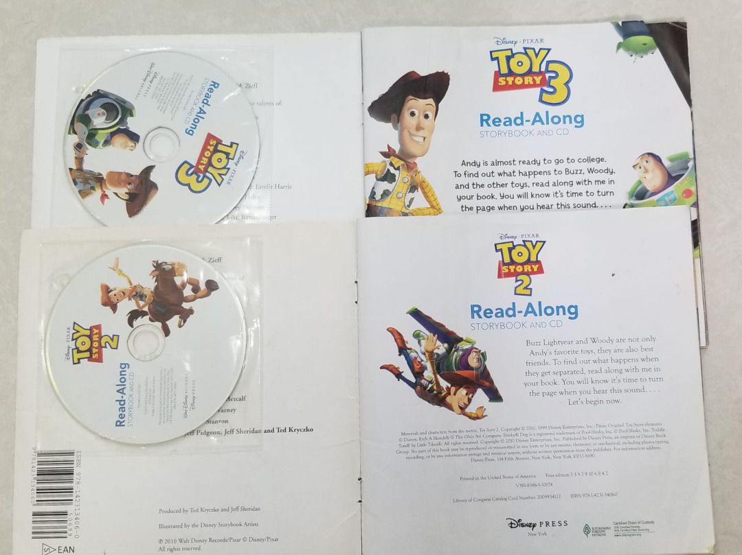 Toy Story Read Along Book 2 and 3 with CD, 興趣及遊戲, 書本 & 文具, 小朋友書 - Carousell