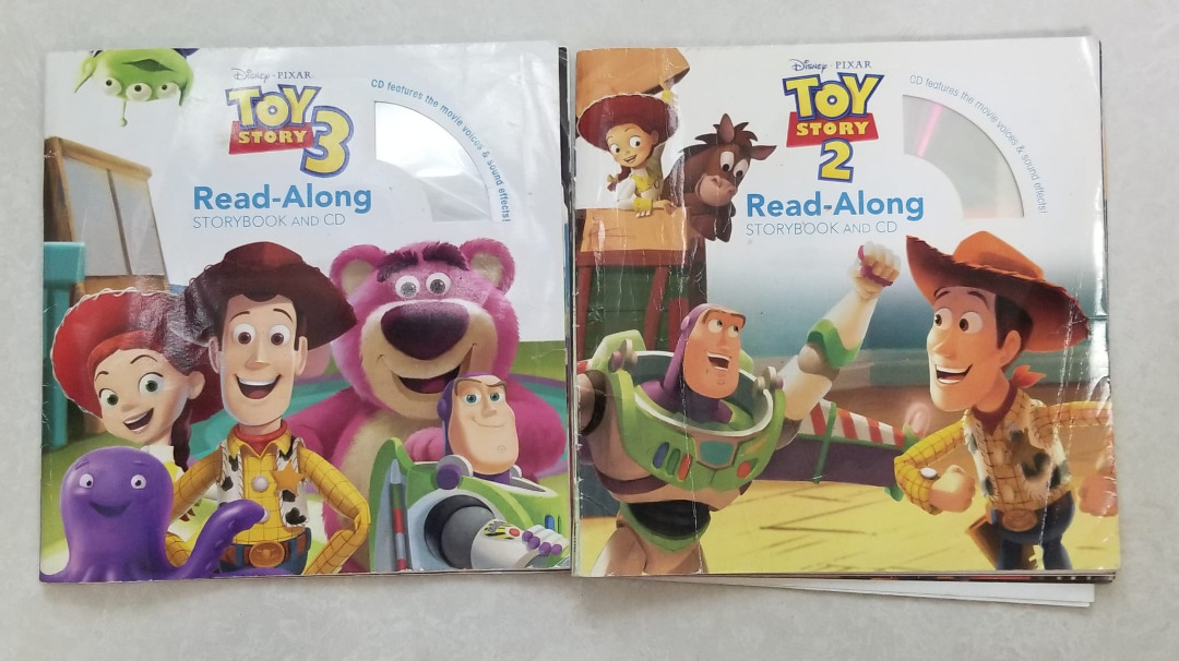 Toy Story Read Along Book 2 and 3 with CD, 興趣及遊戲, 書本 & 文具, 小朋友書 - Carousell
