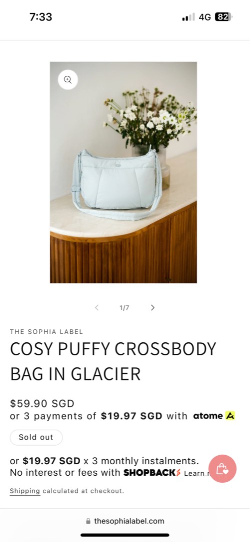 TSL The Sophia Label Cosy Crossbody Bag Glacier, Women's Fashion, Bags ...