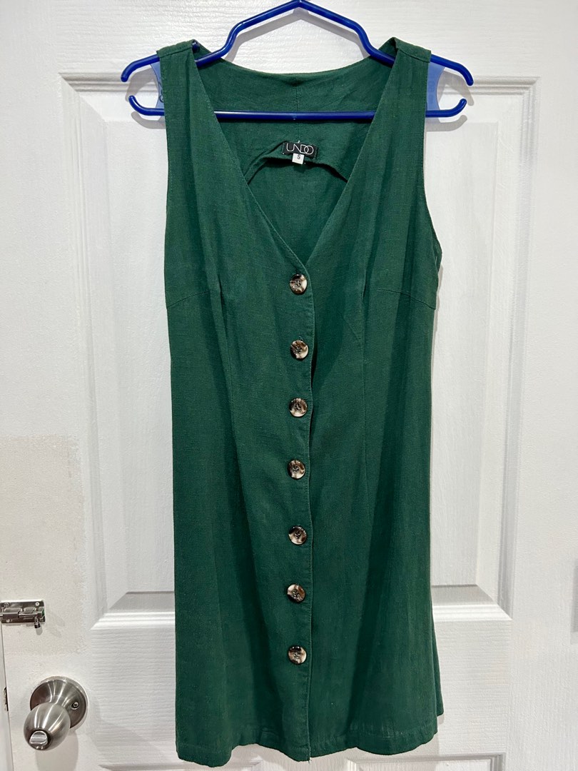 Undo Clothing Green Linen Dress, Women's Fashion, Dresses & Sets ...