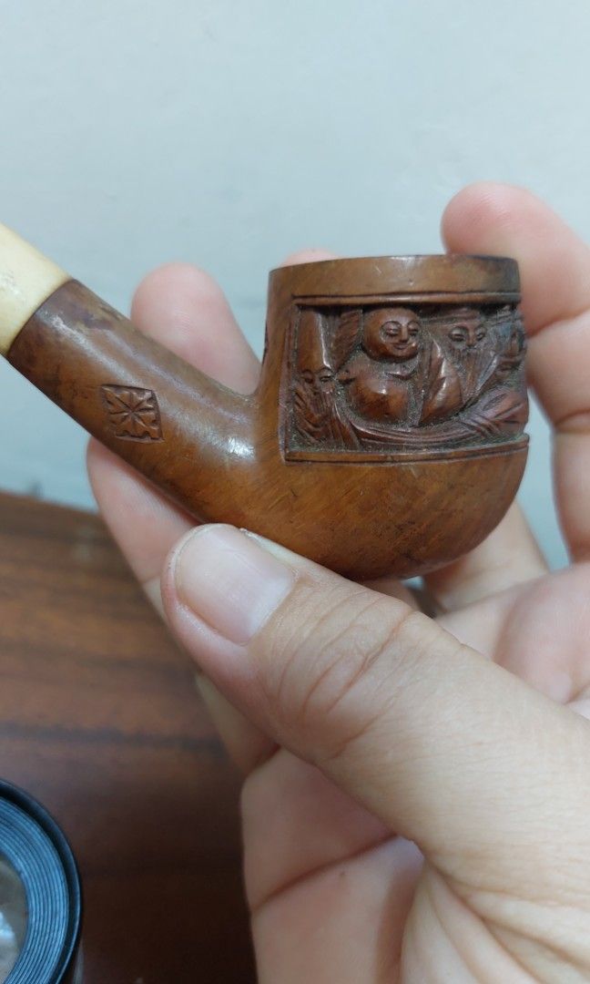 VINTAGE BRIER Pipe hand carved wood with ivo on Carousell