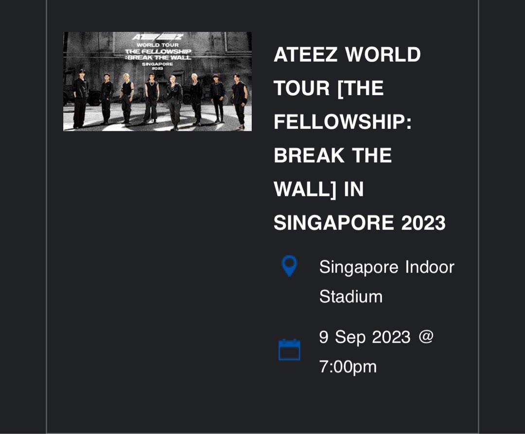 VIP B1 ATEEZ BREAK THE WALL IN SG, Tickets & Vouchers, Event Tickets on ...