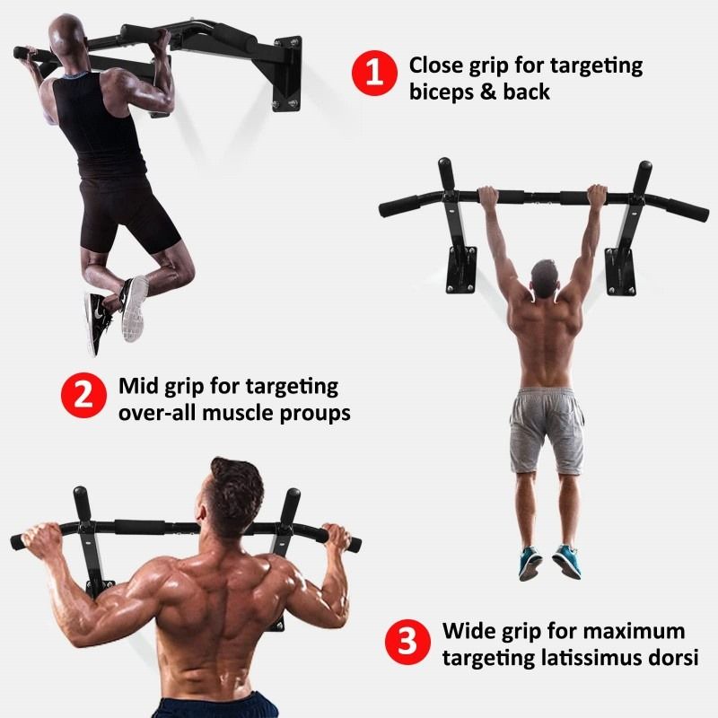 Wall Mount Pull Up Bar Support to 200kg | Heavy Duty Pull Up Bar with ...