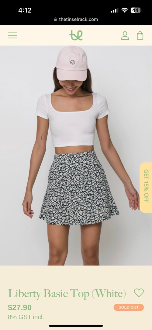 [XS] the tinsel rack liberty basic top white, Women's Fashion, Tops, Other Tops on Carousell