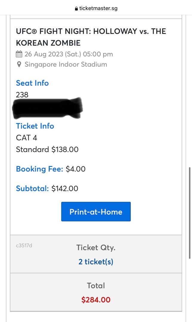 2x UFC Fight Night Singapore 2023 Cat 4 Tickets, Tickets & Vouchers ...