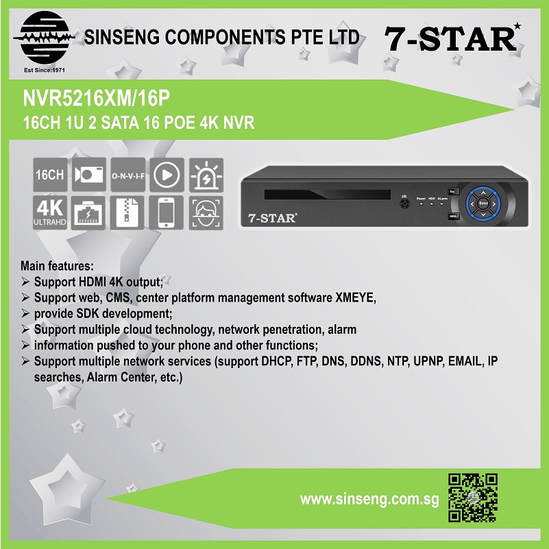 4K 16CH NVR with 16 PoE | 2 SATA Interface [APP:XMEye | Support ...