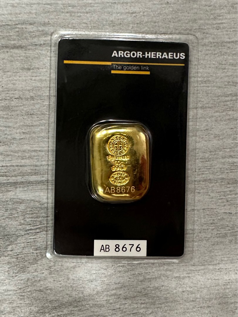 999 Argon Heraeus 50g gold bar, Hobbies & Toys, Memorabilia ...