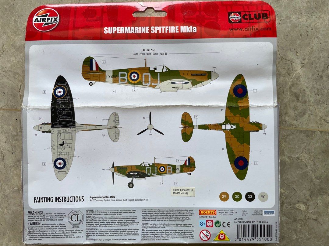 Airfix 1:72 Starter Set - WWII Battle of Britain set - Supermarine Spitfire MK1a & Messerschmitt ...