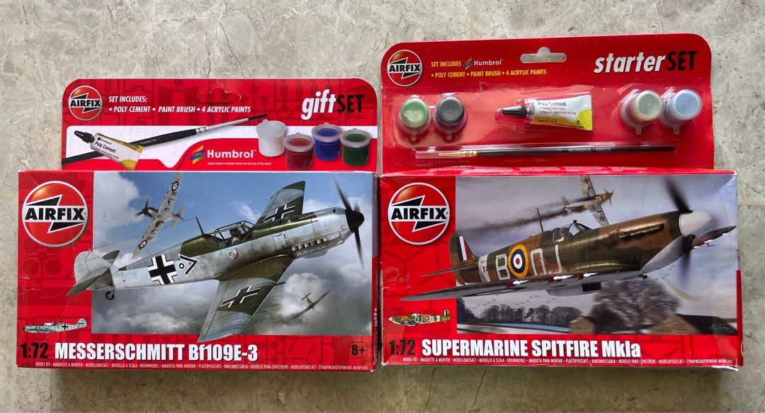 Airfix 1:72 Starter Set - WWII Battle of Britain set - Supermarine Spitfire MK1a & Messerschmitt ...