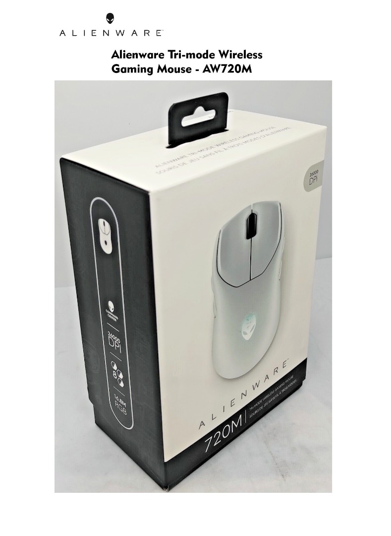 Alienware AW720M Tri-Mode RGB Wireless Gaming Mouse -White (New ...