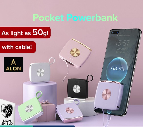 ALON 50g Pocket Power bank 2000/5000 mAh Mini Powerbank with L / Type C ...