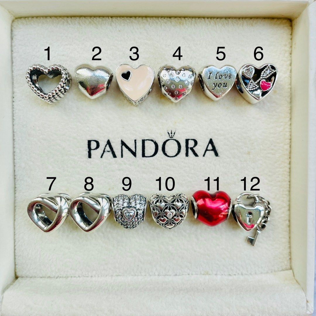 Authentic Pandora Heart Charms (Collection 1), Women's Fashion, Jewelry ...