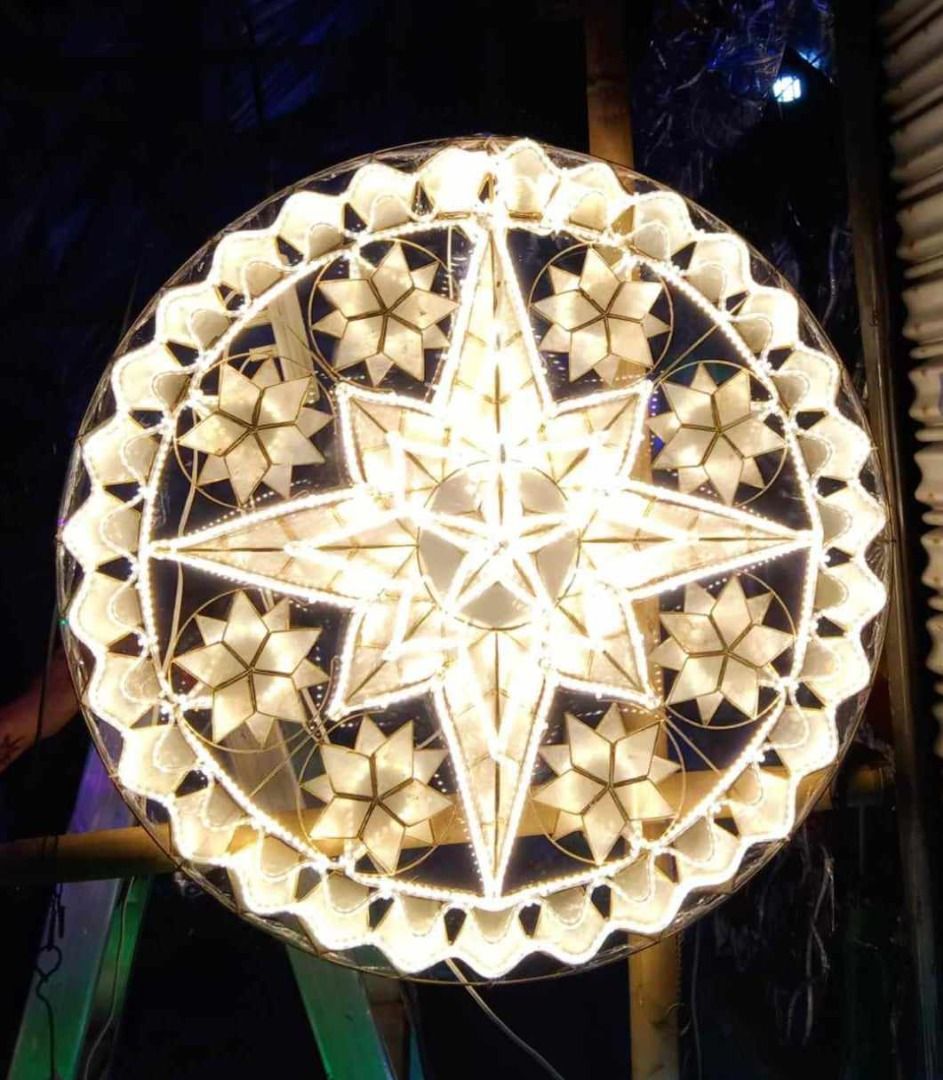 Capiz Parol White and Colored Christmas Lanterns with LED lights 30-32 ...