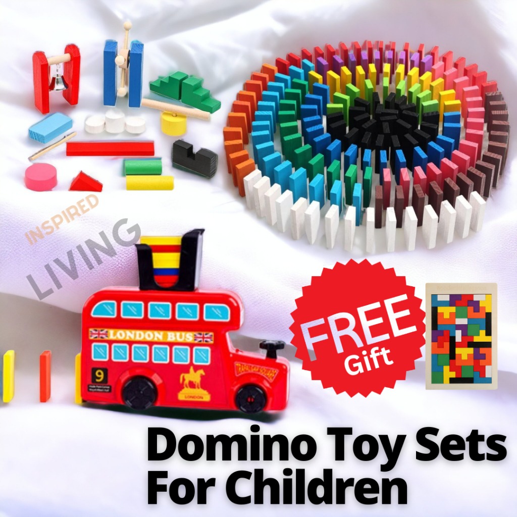 Children 12 Colours Wooden Educational Domino Blocks Set - 120 to ...