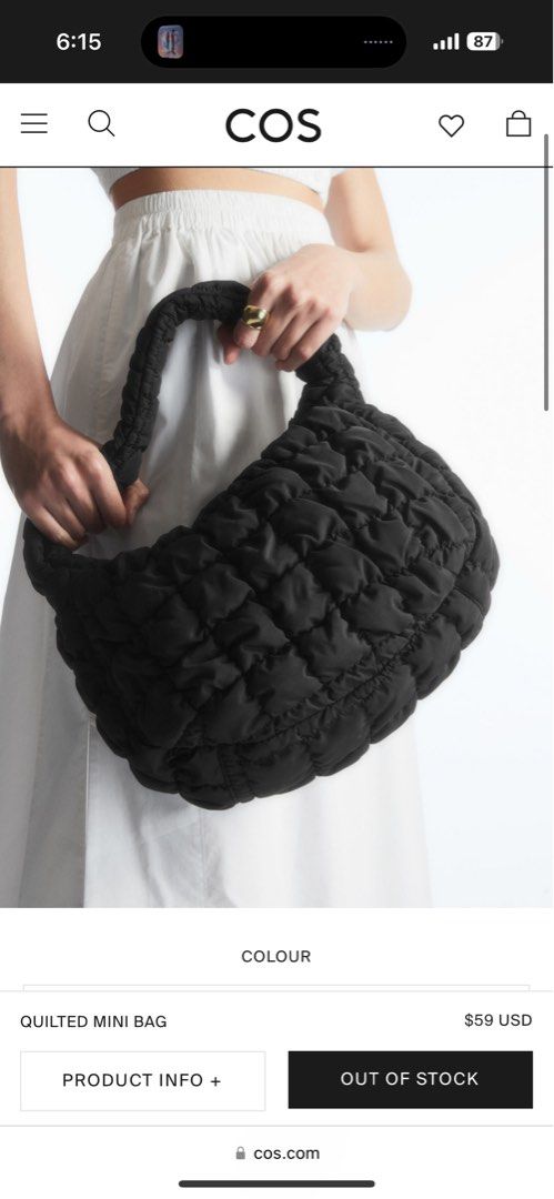 COS mini quilted bag black, Women's Fashion, Bags & Wallets, Shoulder ...