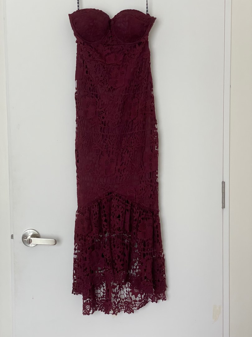 Crochet Maroon Dress, Women's Fashion, Dresses & Sets, Dresses on Carousell