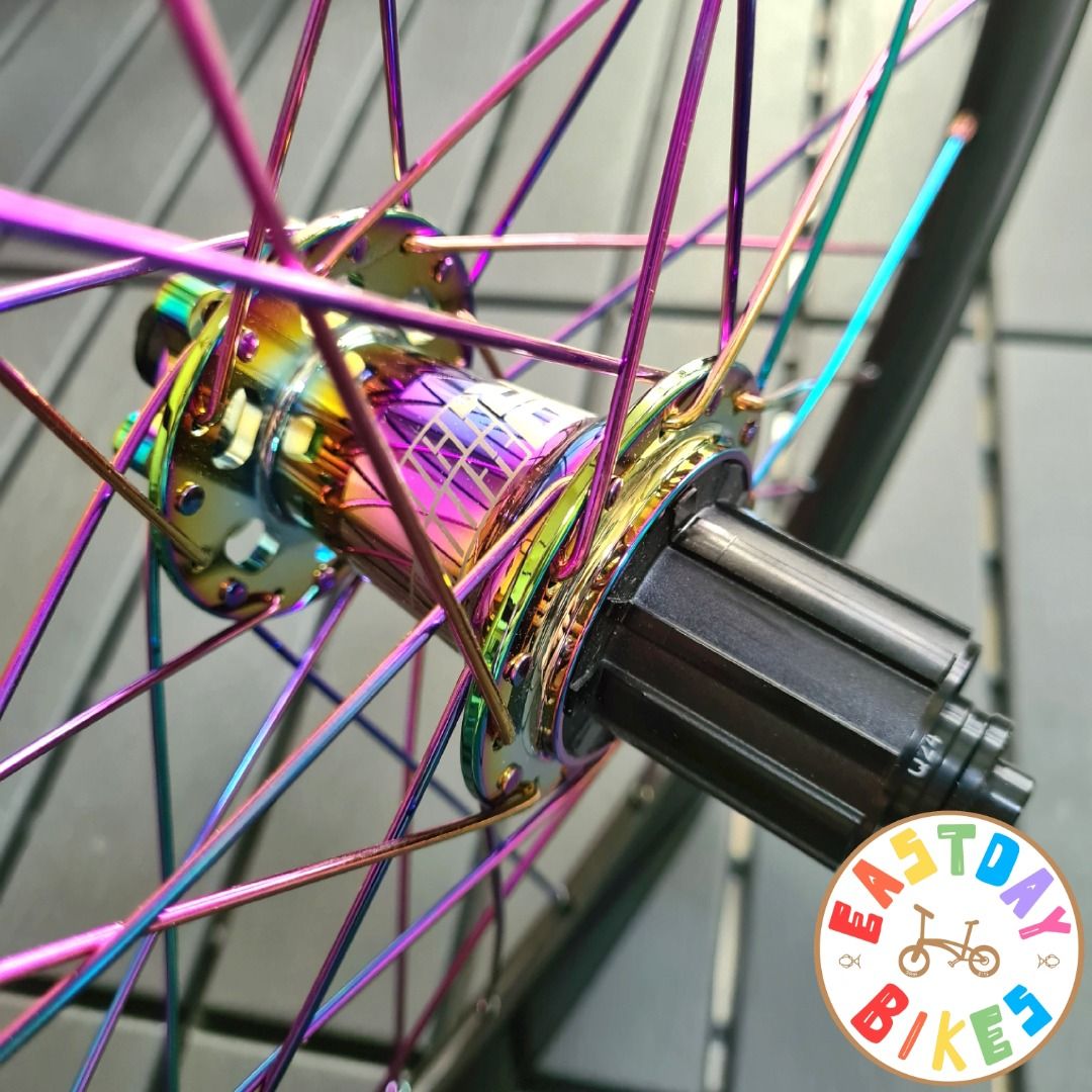 Custom Aero 20 Inch (406) Disc Brake Rims Wheelset - Oil Slick Aurora ...